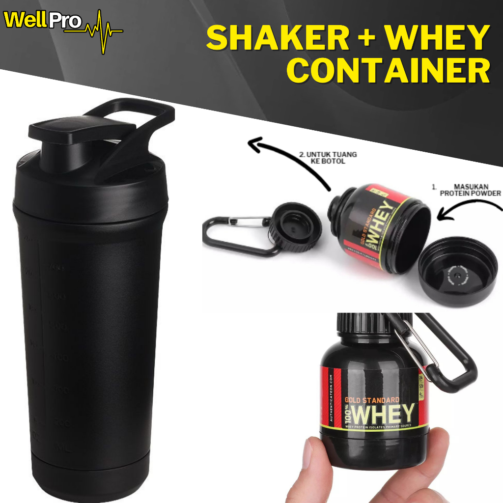 Jual Botol Shaker Stainless Gym Botol Minum Gym Fitness Olahraga 800 ml ...