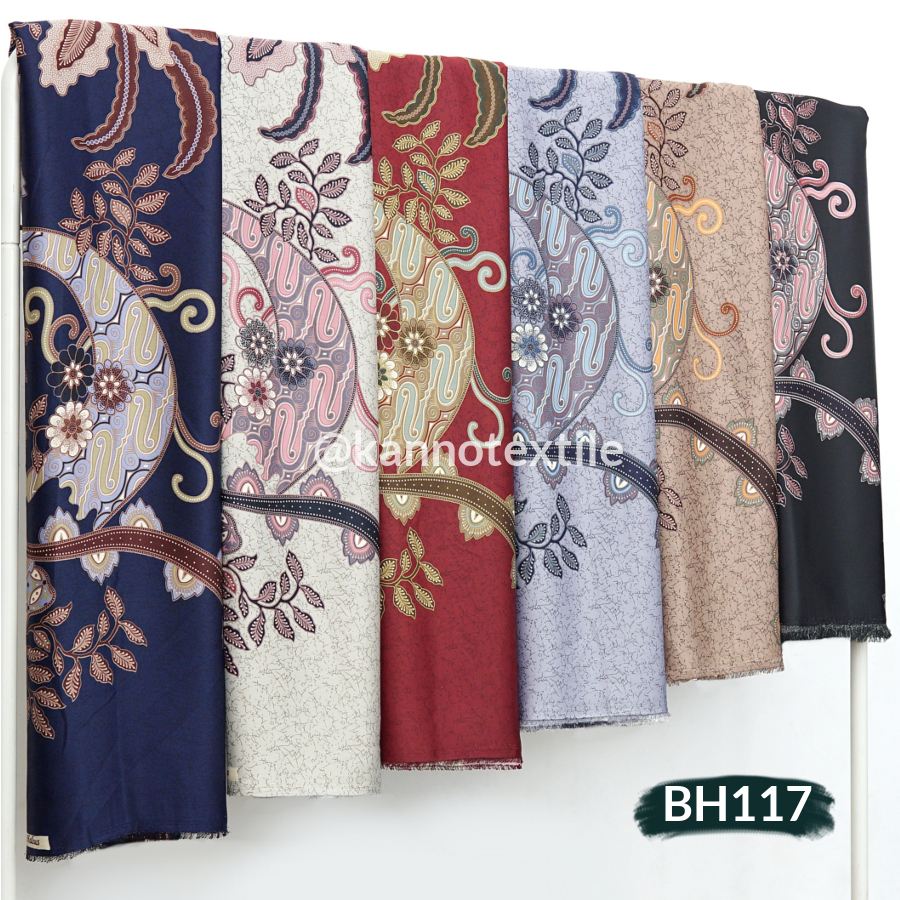 Jual KAIN BATIK HALUS SEMI SUTRA BH117 MOTIF BUNGA WARNA HITAM/NAVY/ABU ...