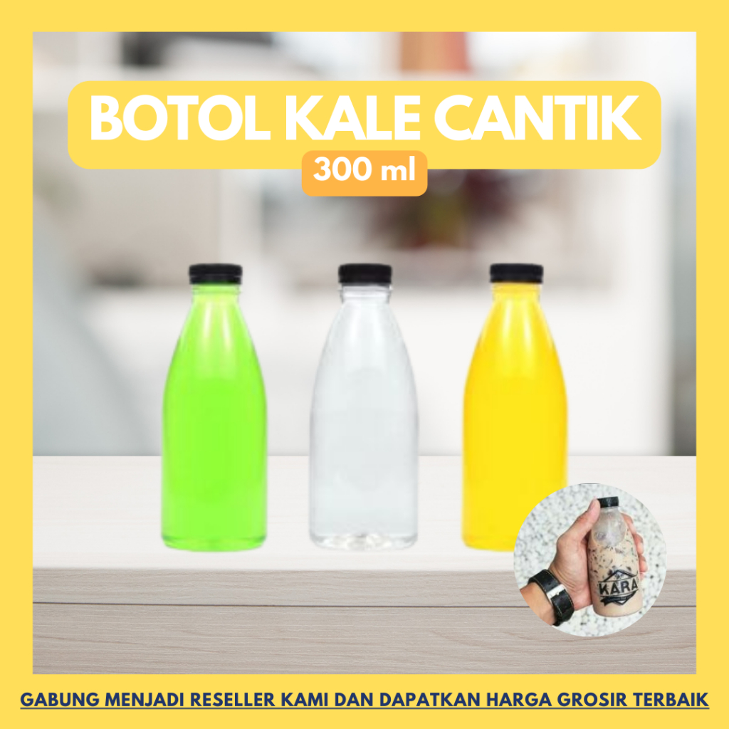 Jual Botol Kale Cantik Tebal 300 ml/Botol Minuman Plastik/Botol Hampers ...