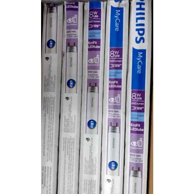 Jual Lampu TL Led T8 60 Cm 8 Watt 8W Ecofit My Care Putih Philips ...