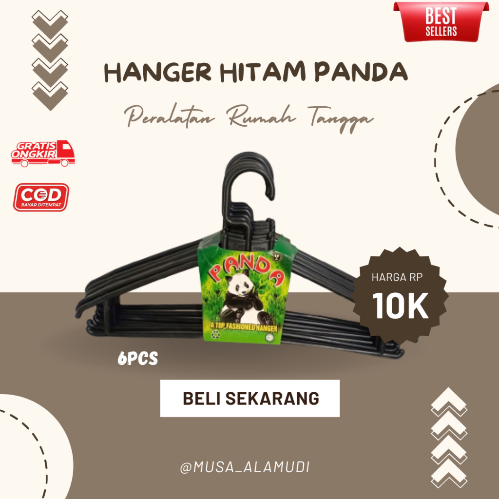Jual Hanger Hitam Panda Isi 6pcs Bahan Tebal Tidak Mudah Pecah | Shopee ...
