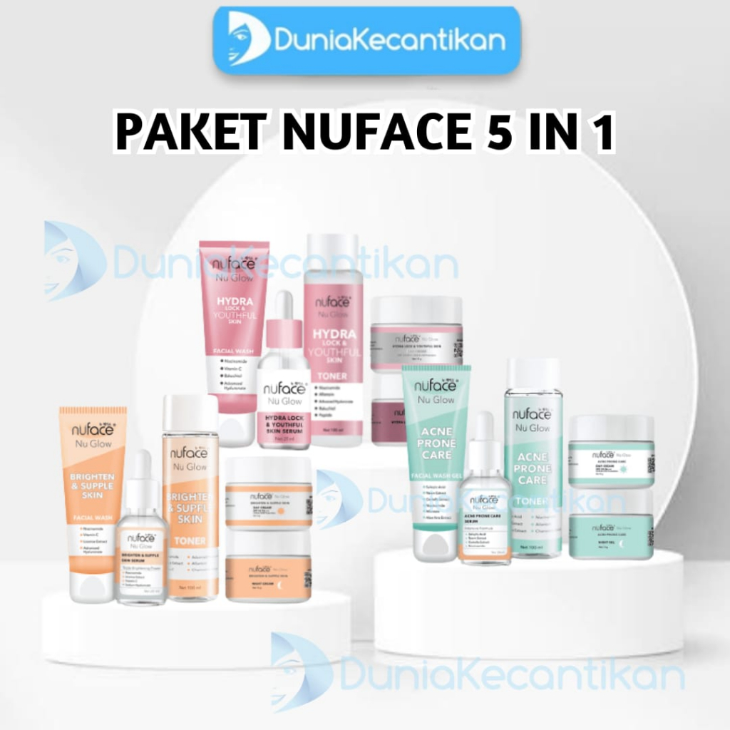 Jual Nuface Skincare Fuji Nu Glow 5in1 Series Paket Nuface Brightening ...