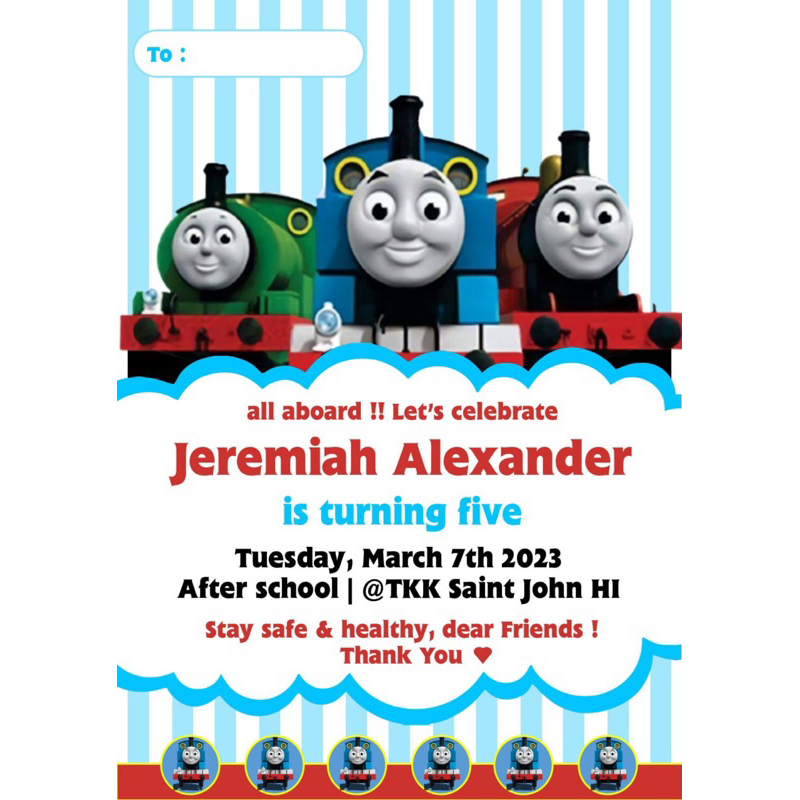 Jual Birthday Invitation / Undangan Ulang Tahun tema Thomas and friends ...