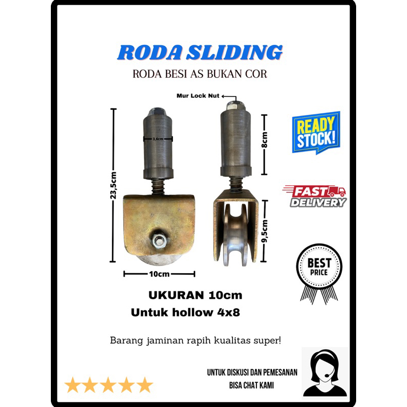 Jual Roda pagar sliding/sleding 10cm roda super anti anjlok roda pintu ...