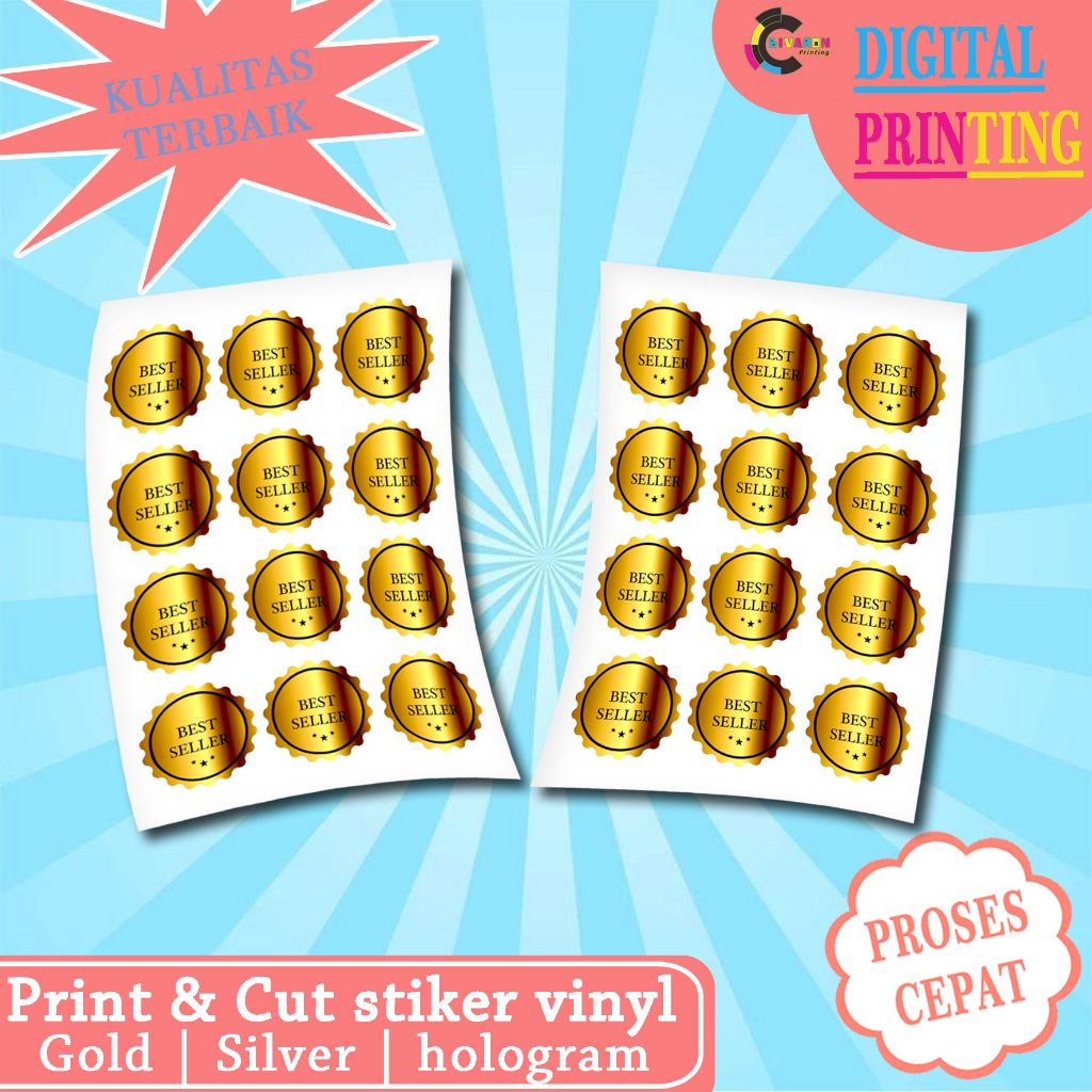 Jual CETAK / CUTTING stiker vinyl glossy Gold ( emas ) A3 | Shopee ...