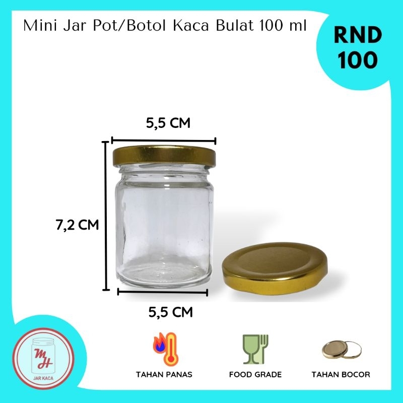 Jual RND-100 / Mini Jar Pot / Toples/ Botol Kaca Bulat 100 ml | Shopee ...