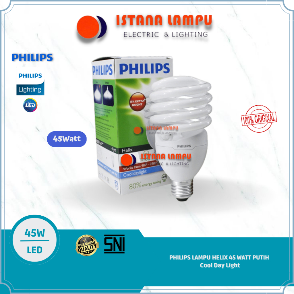 Jual Lampu Philips Helix 45W / 35W Putih E27 - Lampu Spiral Hemat Energi | Shopee Indonesia
