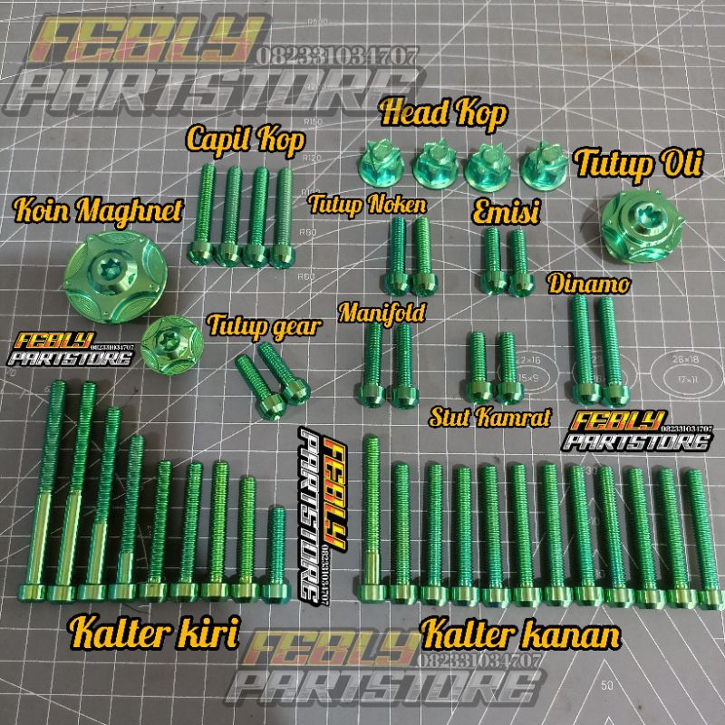 Jual BAUT TITANIUM SET MESIN CB GL MP TIGER BAUT TITANIUM FULL SET MESIN CB GL MP TIGER BAUT ...