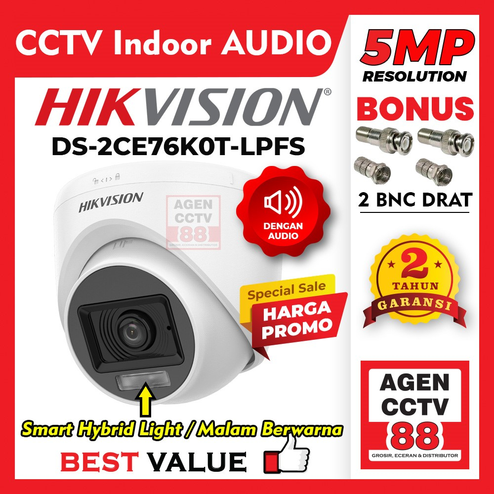 Jual CCTV HIKVISION DS-2CE76K0T-LPFS AUDIO 5MP 3K Colorvu Smart Hybrid Light Indoor | Shopee ...
