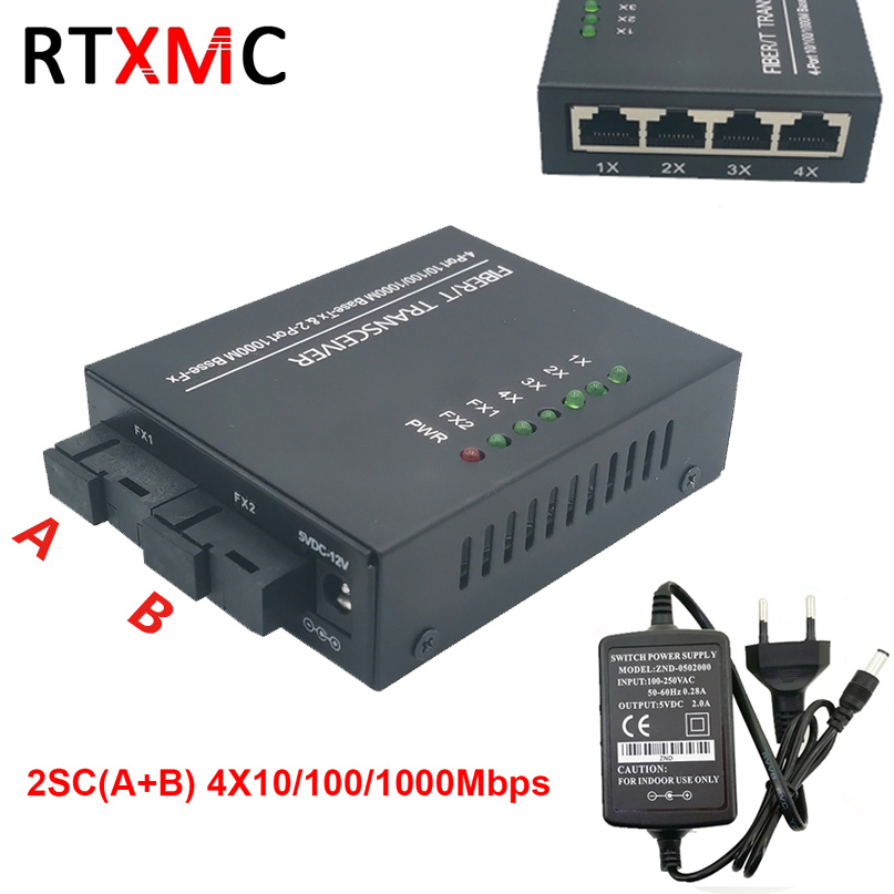 Jual 1000Mbps Fiber Switch Media Converter Transceiver Ethernet 2 SC ...