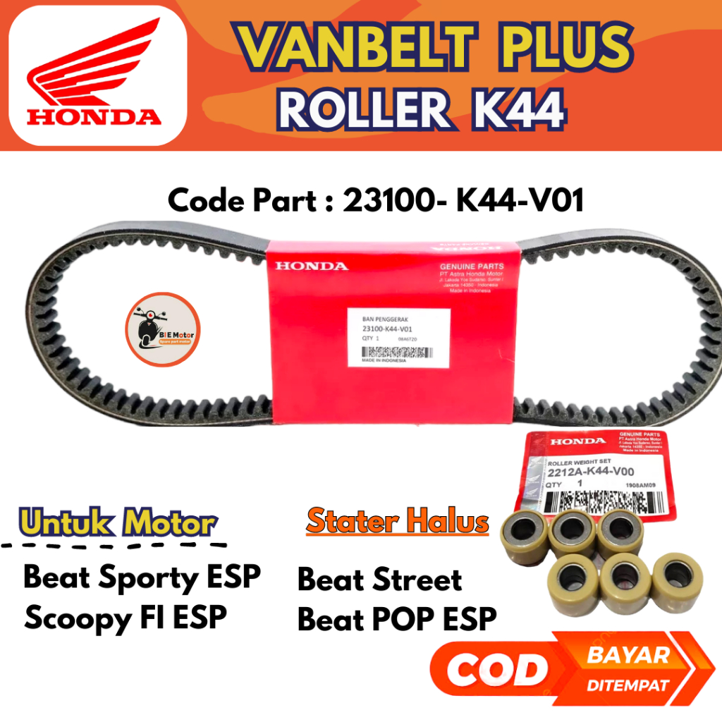 Jual V BELT Vario 110 ESP , VAN BELT BeAT POP ESP , VBELT BeAT Sporty ESP , VANBELT Plus Roller ...