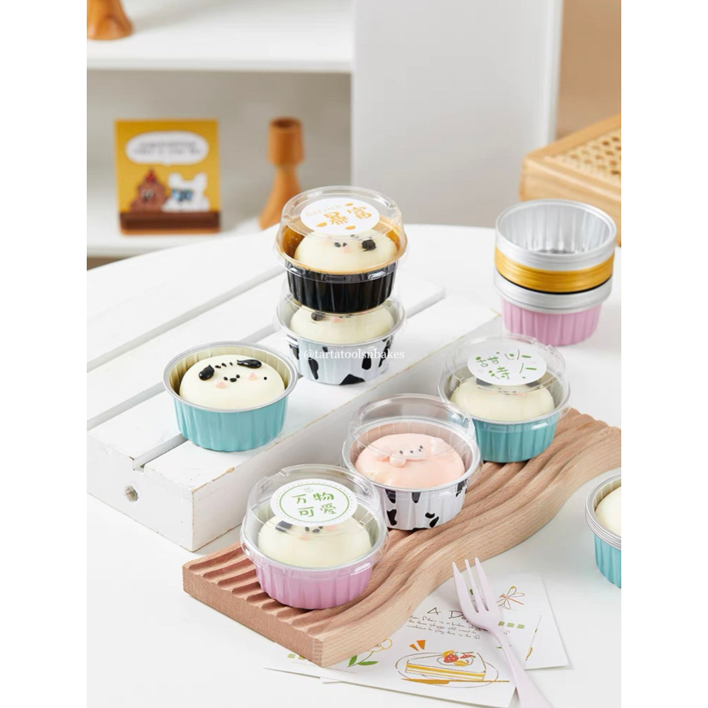 Jual (10SET) Aluminium Foil Bulat + Tutup | Tray Cup Aluminium Pudding ...