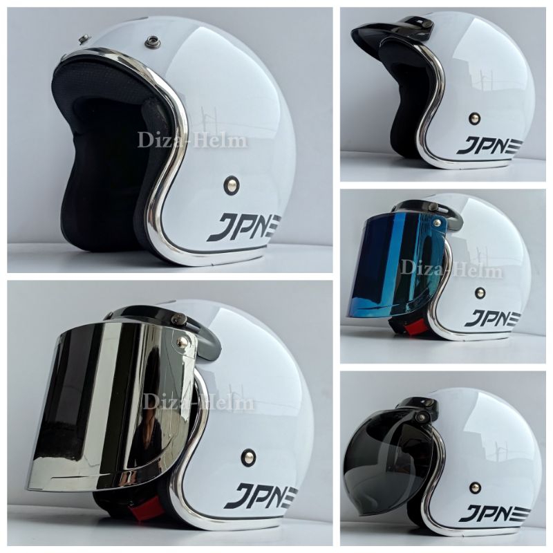 Jual Helm JPN List Chrome Putih Metalic | Shopee Indonesia