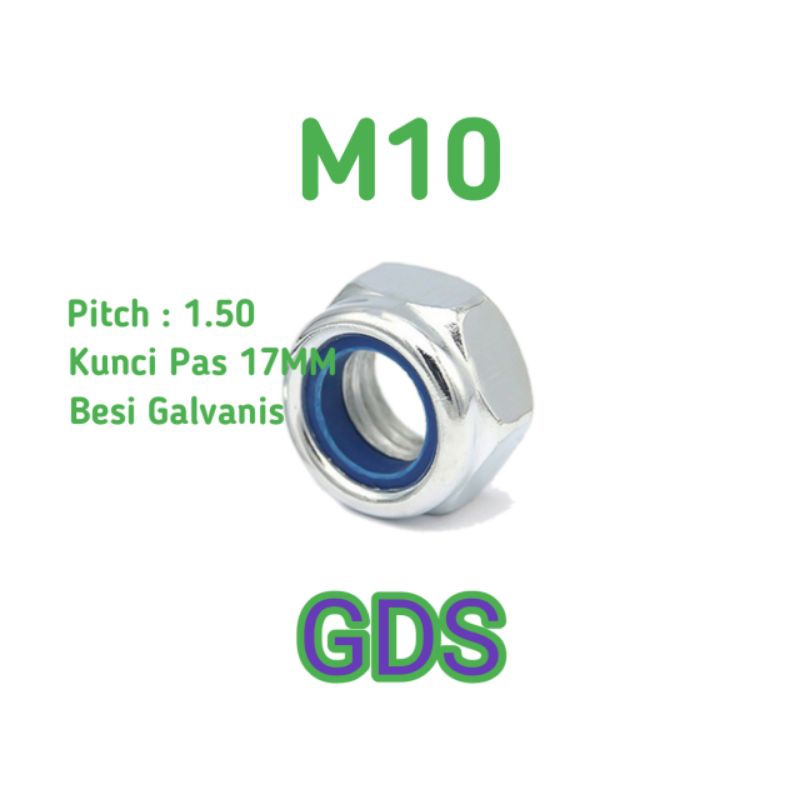 Jual Mur Nylon Galvanis M10 / Lock Nut Galvanis M10 | Shopee Indonesia