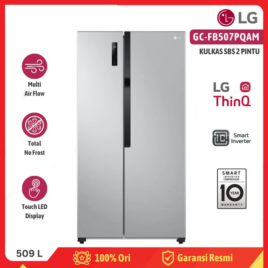 Jual Kulkas LG Side By Side 2 Pintu GC-FB507PQAM (509 L / Inverter) Khusus Batam | Shopee Indonesia