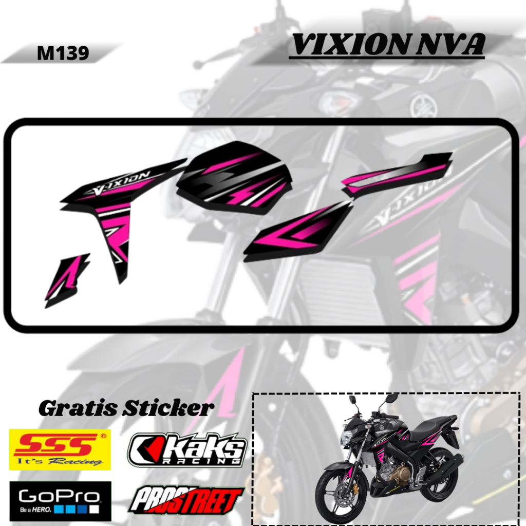 Jual Lis Striping Sticker Variasi Aksesoris List Stiker Motor Yamaha Vixion Advance New NVA M139 ...