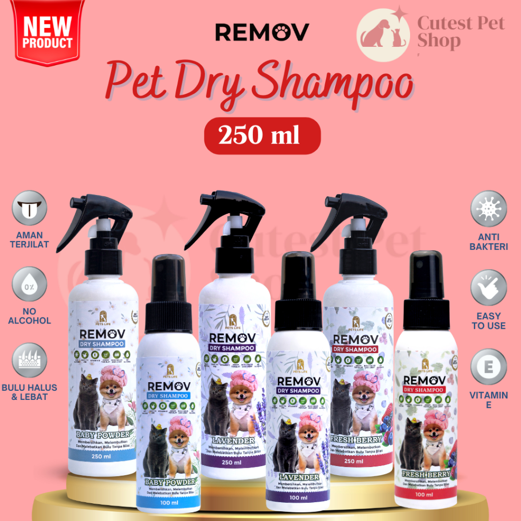 Jual Remov Pet Dry Shampoo Sampo Kering Mandi Kering Untuk Kucing Dan ...