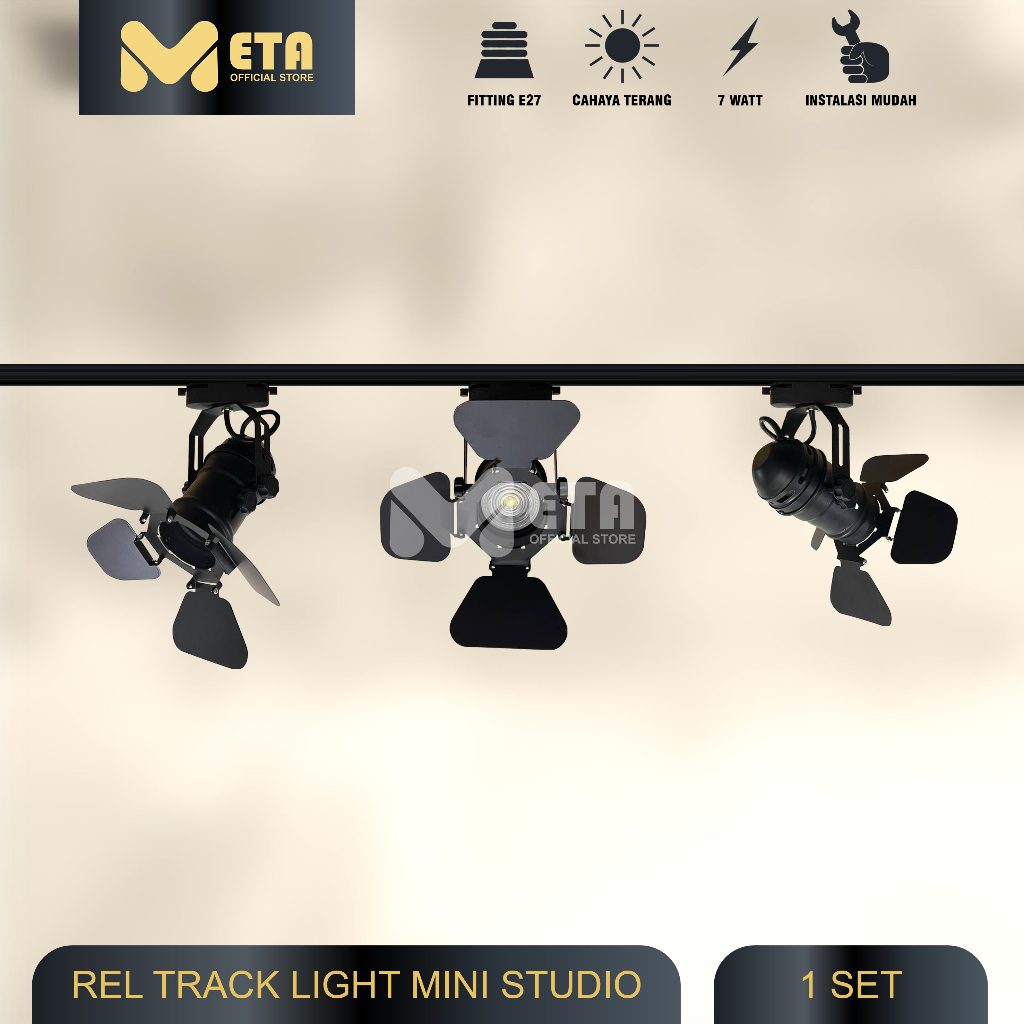 Jual Paket lampu sorot rell track mini studio 1 set isi 3 spotlight 7 ...
