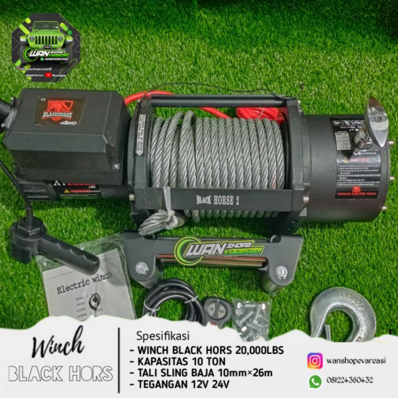 Jual winch 20,000lbs kapasitas 10ton Sling baja Winch XT BLACK H tali ...