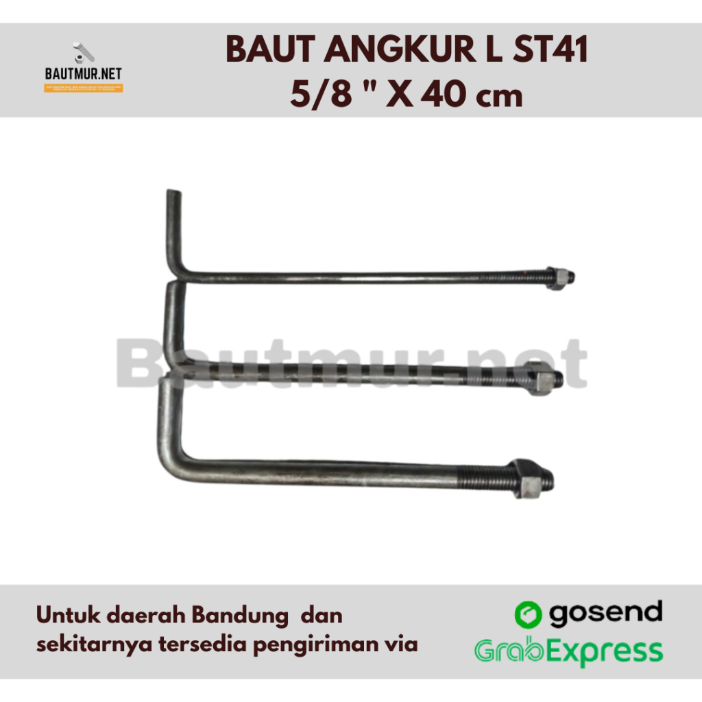 Jual Baut Angkur L ST41 5/8" x 40cm (16mm x 40cm) plus mur - Besi Baja ...