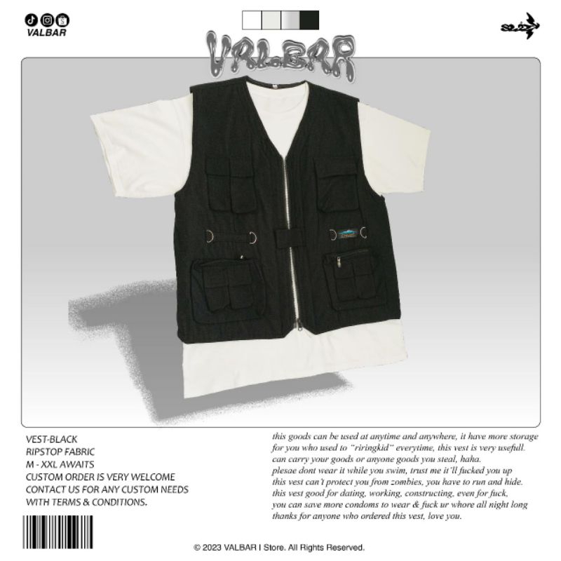 Jual VALBAR - VEST ROMPI - BLACK - MULTIFUNGSI - VEST BLACK - ROMPI ...