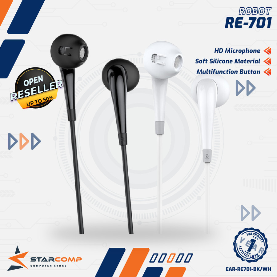 Jual Earphone Robot RE-701 Original / RE701 / RE 701 Headset Earphone ...