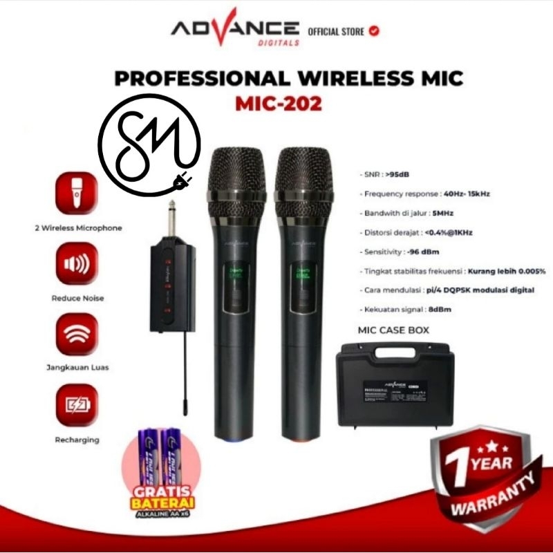 Jual Microphone Advance MIC-202 Digital Wireless Mic nirkabel MIC202 ...