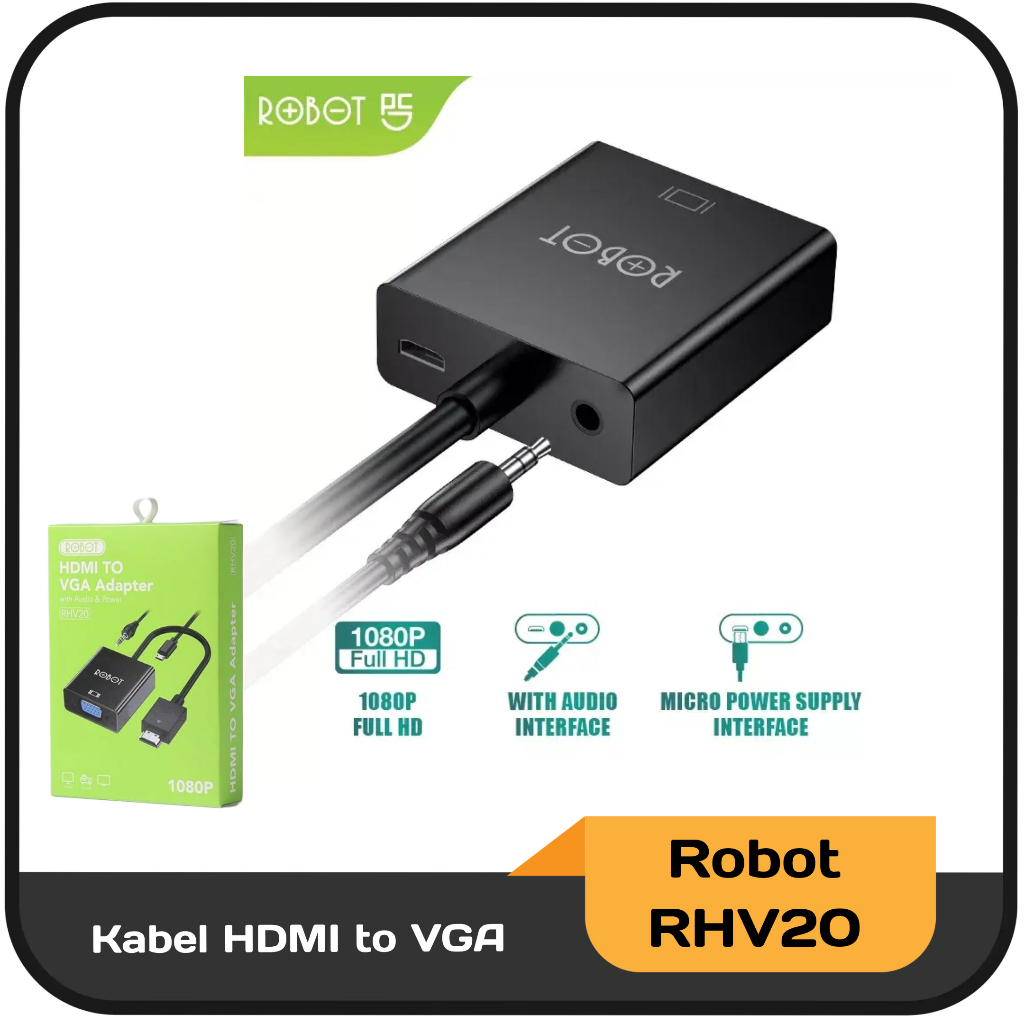 Jual Kabel HDMI to VGA Robot RHV20 1080P | Shopee Indonesia
