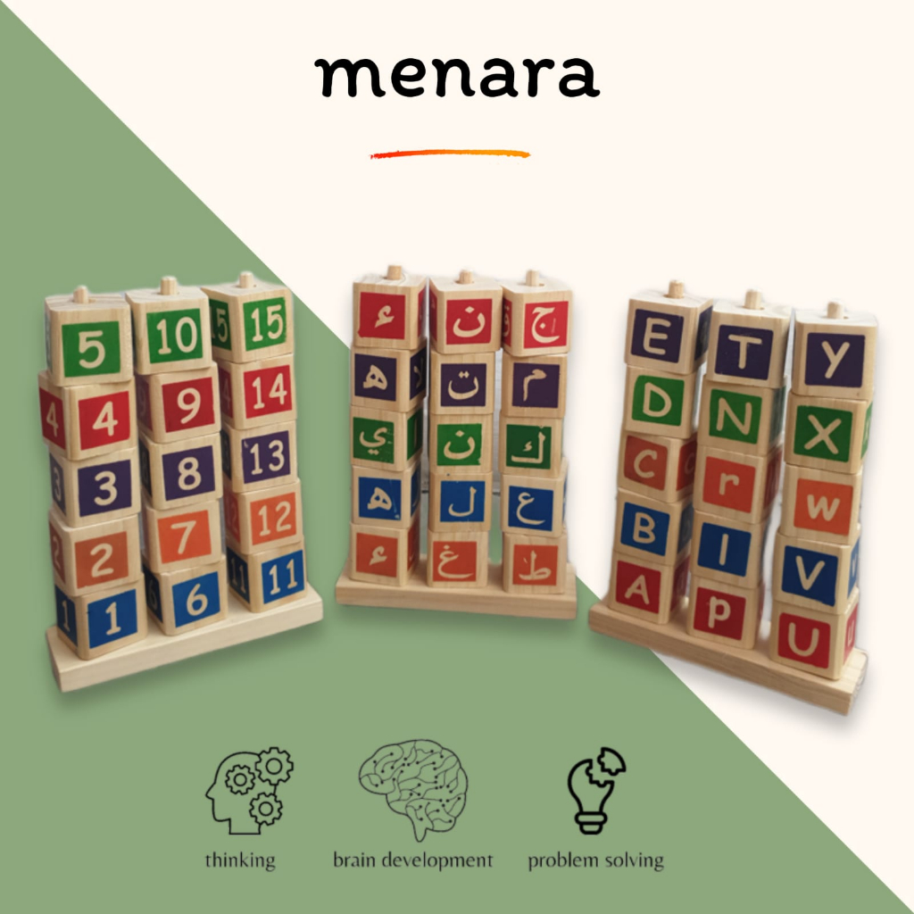 Jual Edutoys shop mainan kayu MENARA HURUF ANGKA HIJAIYAH abjad ...