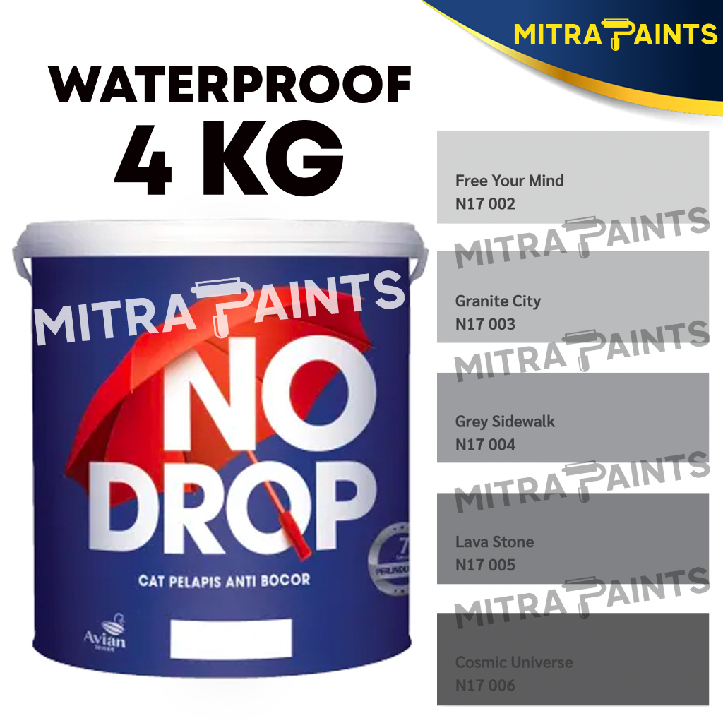 Jual CAT WATERPROOF NO DROP ANTI BOCOR 4 KG / N17 ABU | Shopee Indonesia
