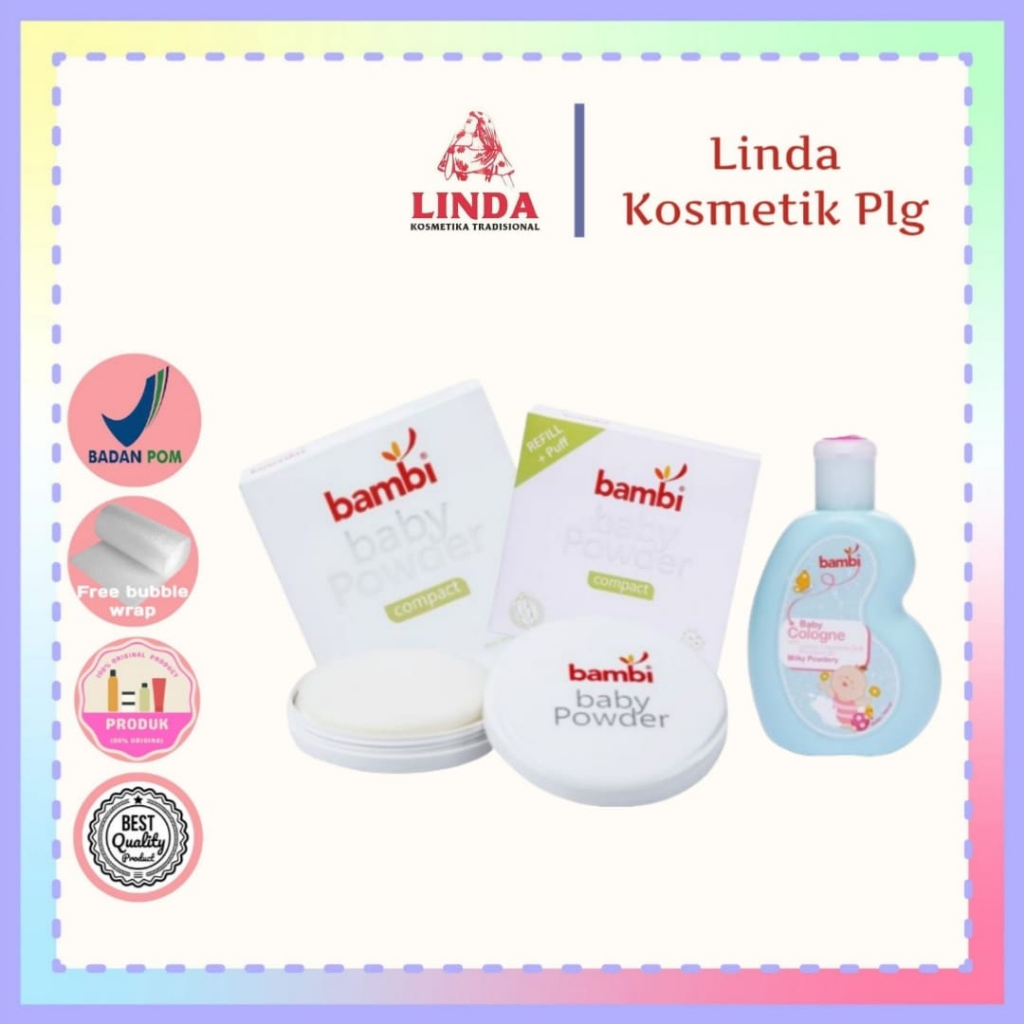 Jual BAMBI BABY POWDER COMPACT + POWDER COMPACT (REFFIL) FREE COLOGNE ...