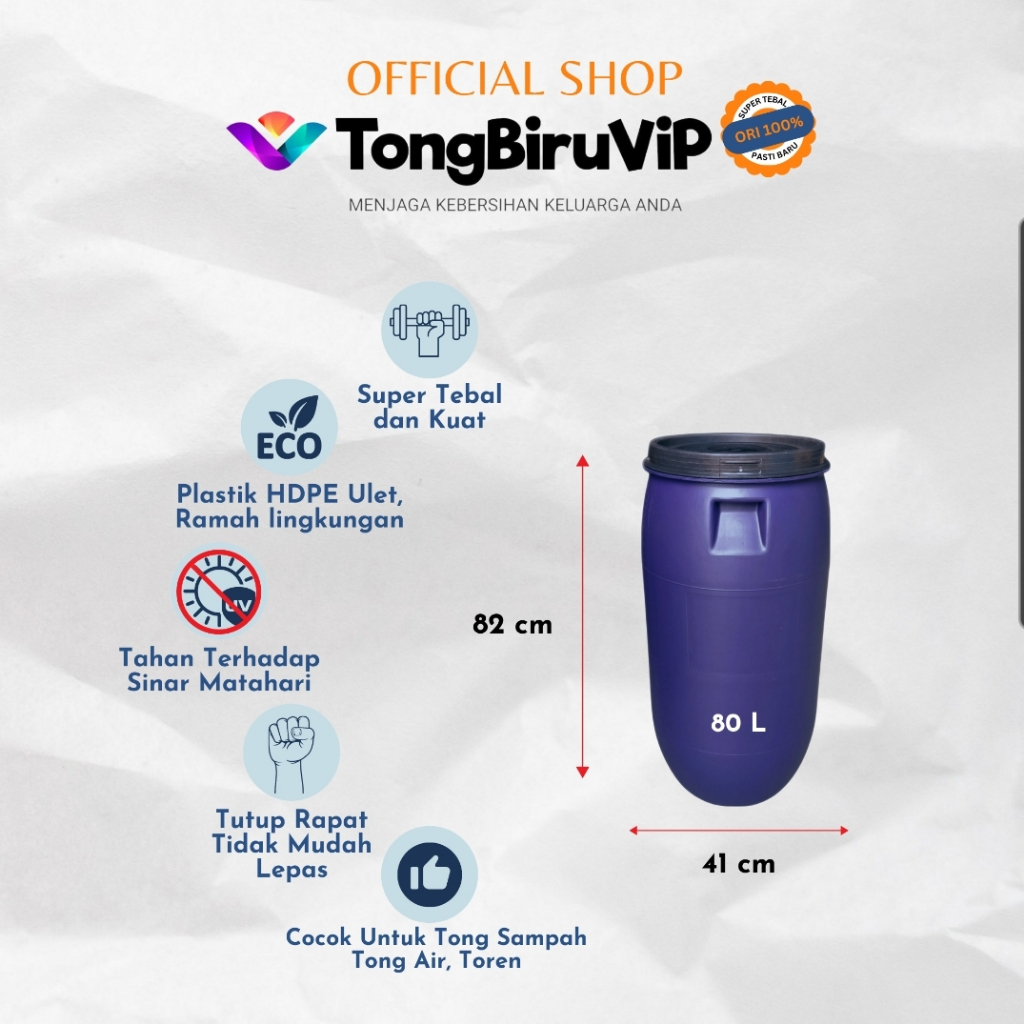 Jual 80L Tempat Sampah Biru/ Tong Air Biru SUPER TEBAL & KUAT 80L (termasuk Tutup) | Shopee ...