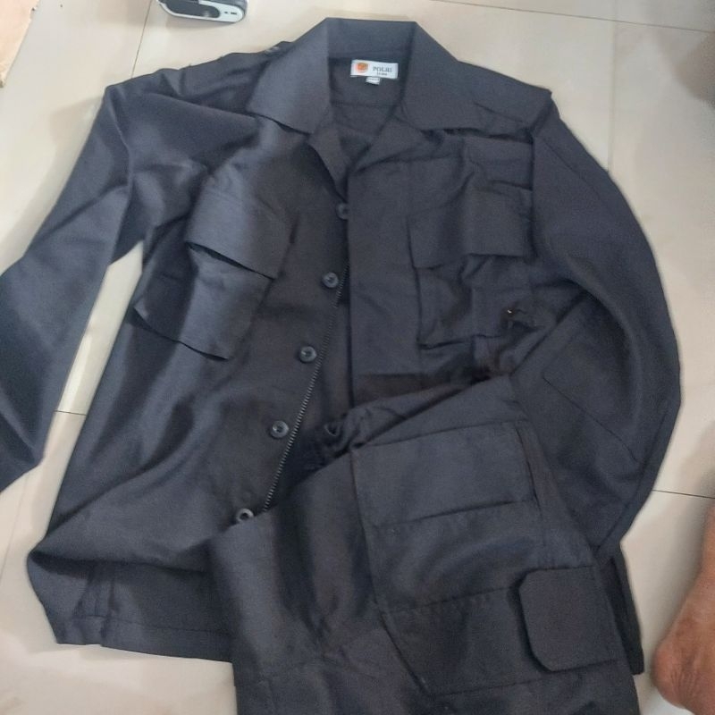 Jual SETELAN PDL HITAM TACTICAL kain alus jatah polri 2024 | Shopee ...