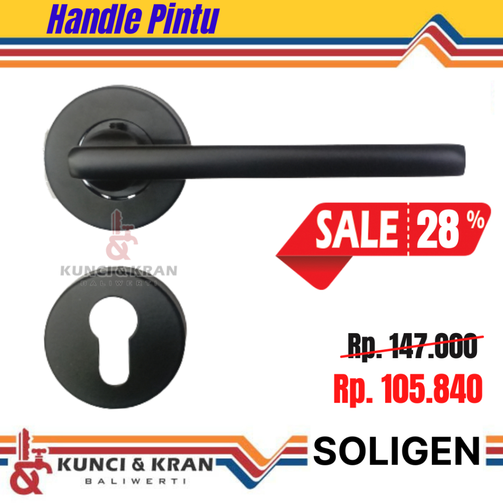Jual HANDLE PINTU SOLIGEN SST 0039 BLACK GAGANG PINTU HITAM MINIMALIS ...