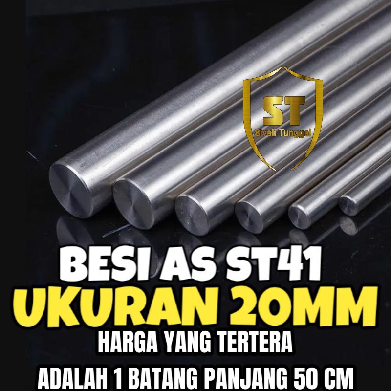 Jual BESI AS ST 41 DIAMETER 20MM×50CM | AS SS400 | MILD STEEL | Shopee ...