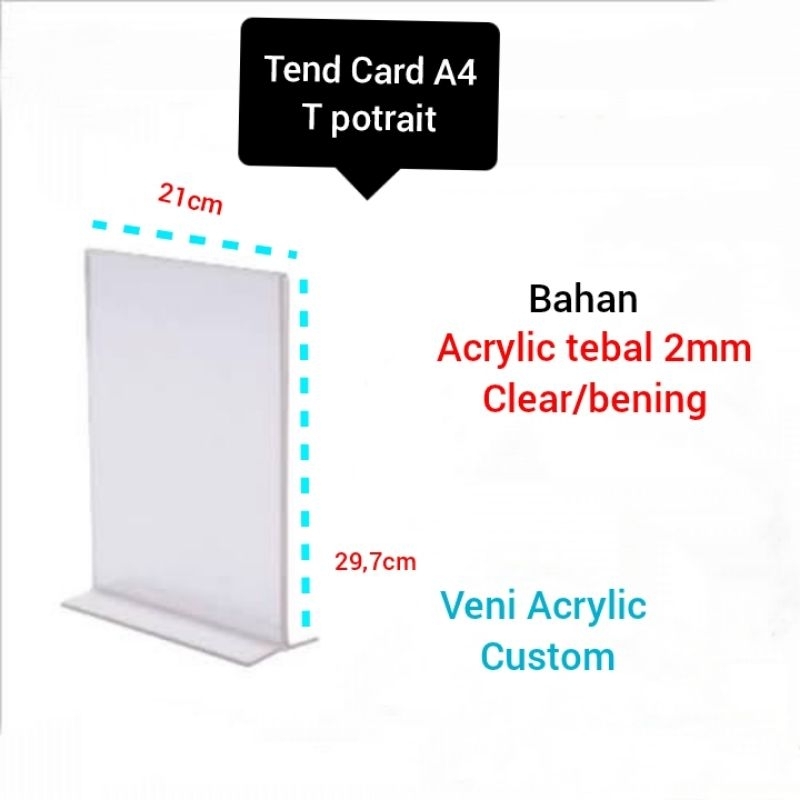 Jual Stand Card Acrylic A4 tipe T potrait / Standing brosur/ tempat ...