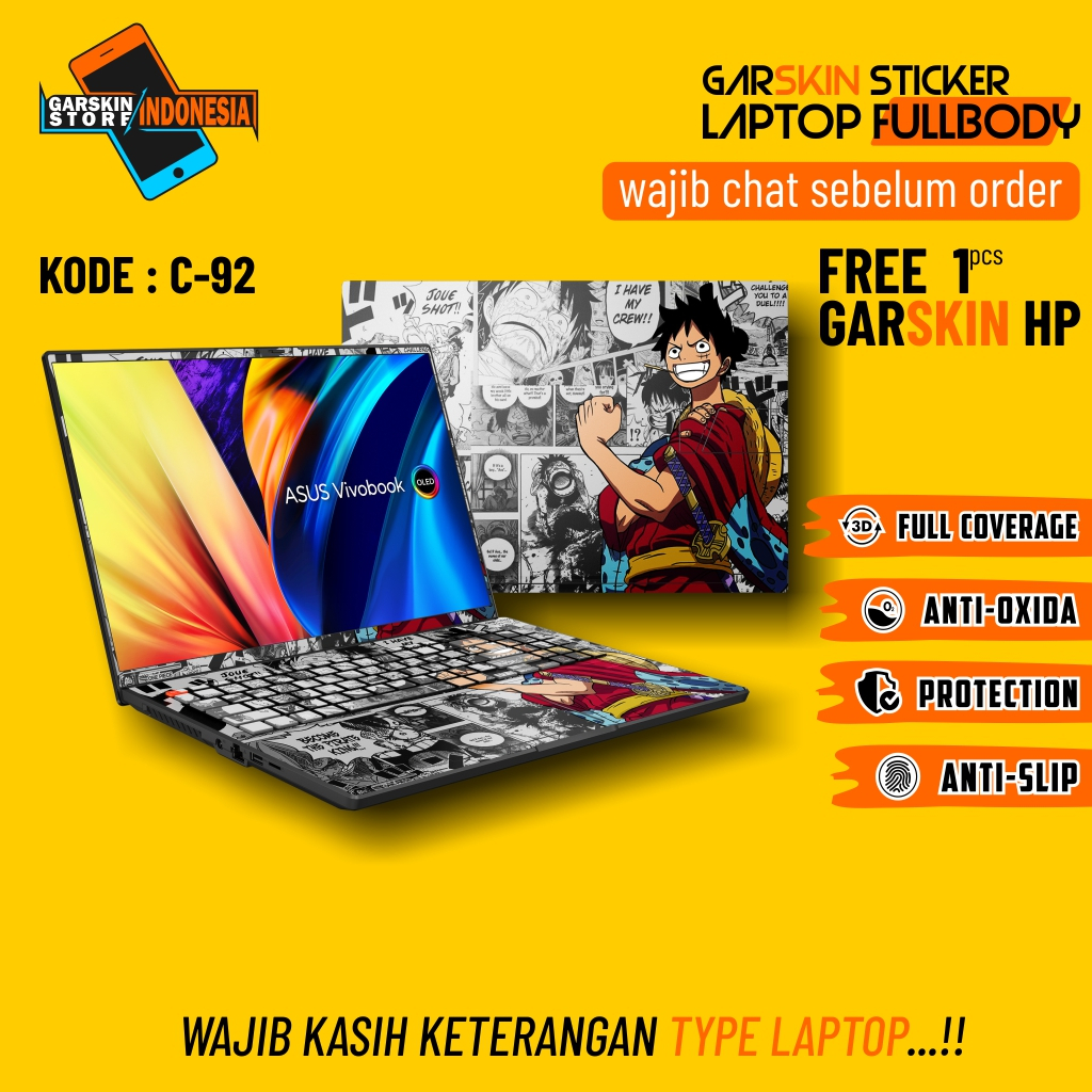 Jual Guarskin Skin Protector Laptop Full Body Bisa Custom Gambar Suka ...