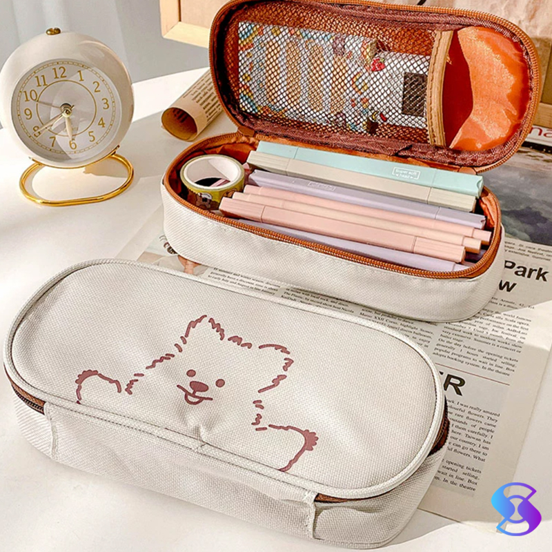 Jual Kotak pensil putih/Tempat pensil putih berkapasitas besar/Pouch ...