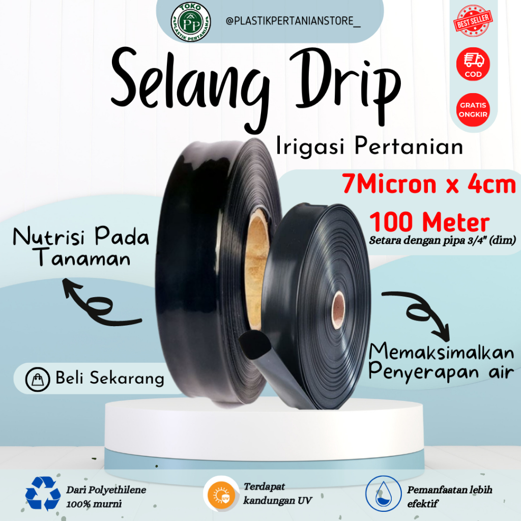Jual Selang Drip 7 micron 4 cm 100 meter - Pipa 3/4 Inch | Shopee Indonesia