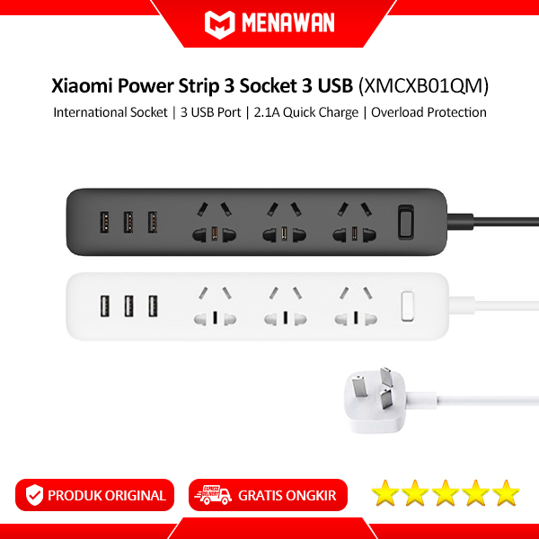 Jual Xiaomi Mi Power Strip 3 Outlet 3 USB Powerstrip Kabel Sambungan ...