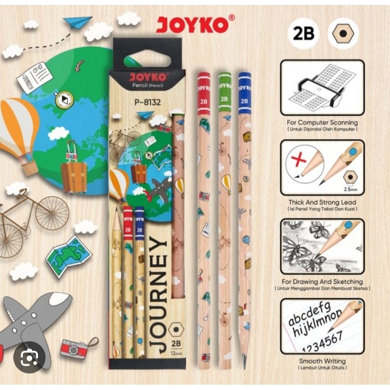Jual Pensil 2B Joyko Jorney 12pcs | Shopee Indonesia