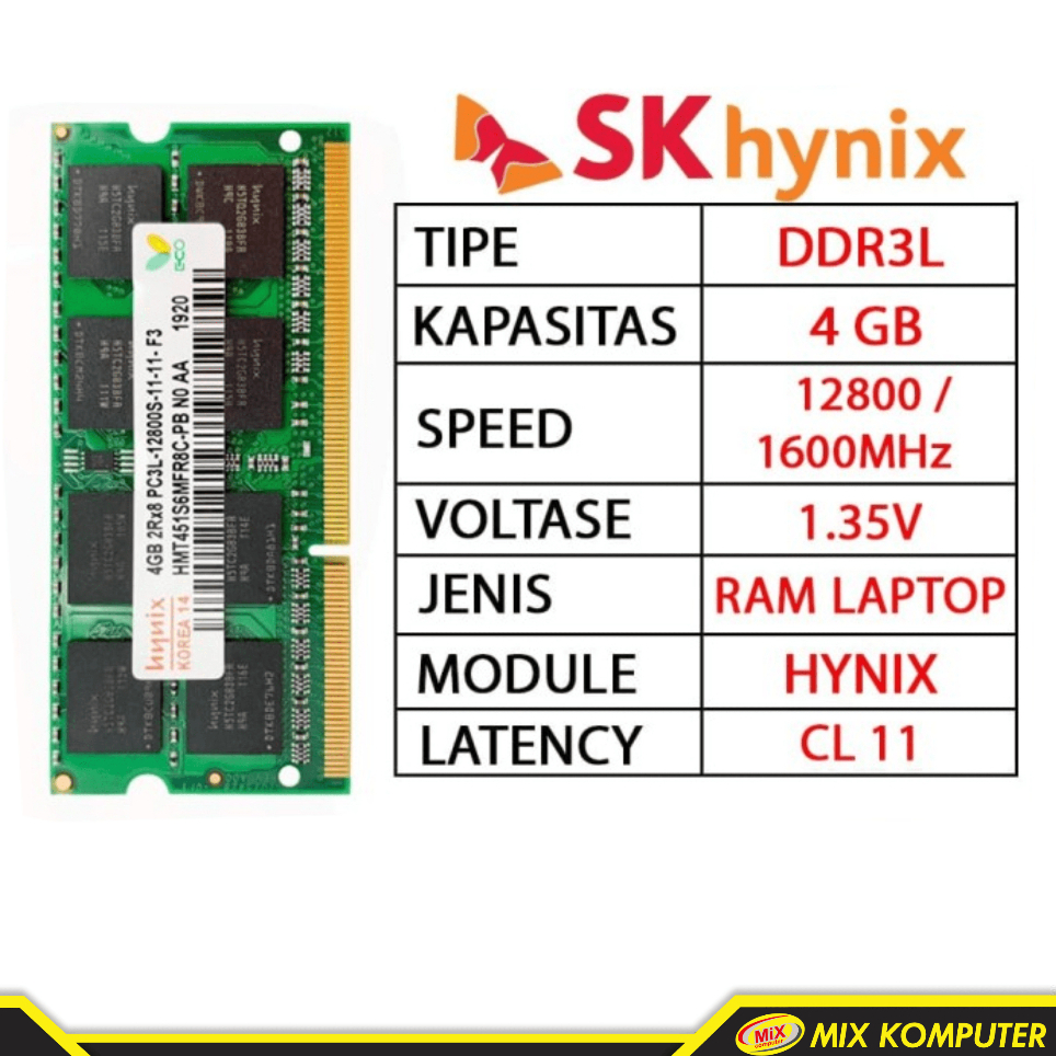 Jual RAM HYNIX DDR3L 4GB 1600MHZ 12800 for LAPTOP | Shopee Indonesia
