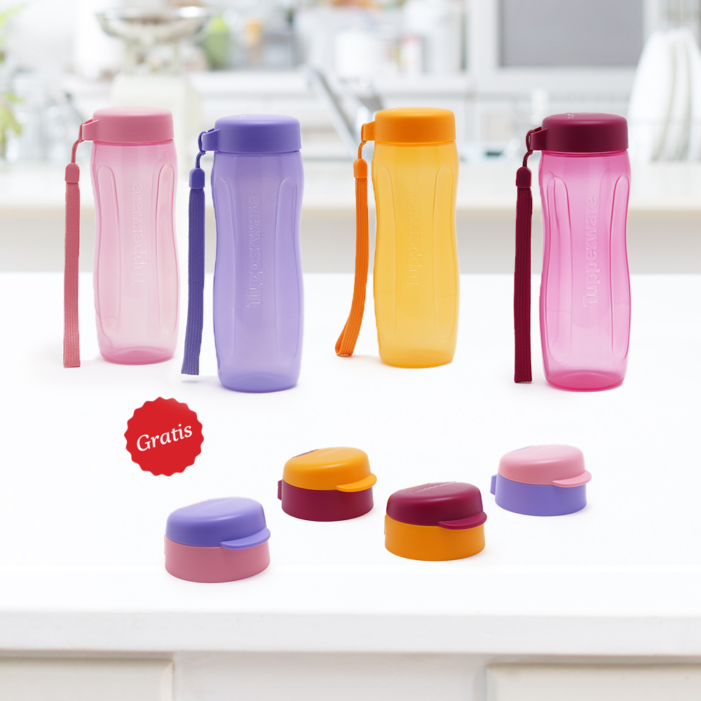 Jual Tupperware Fashion Eco 500 mL Flat Plus Free Flip Top Tutup Botol ...