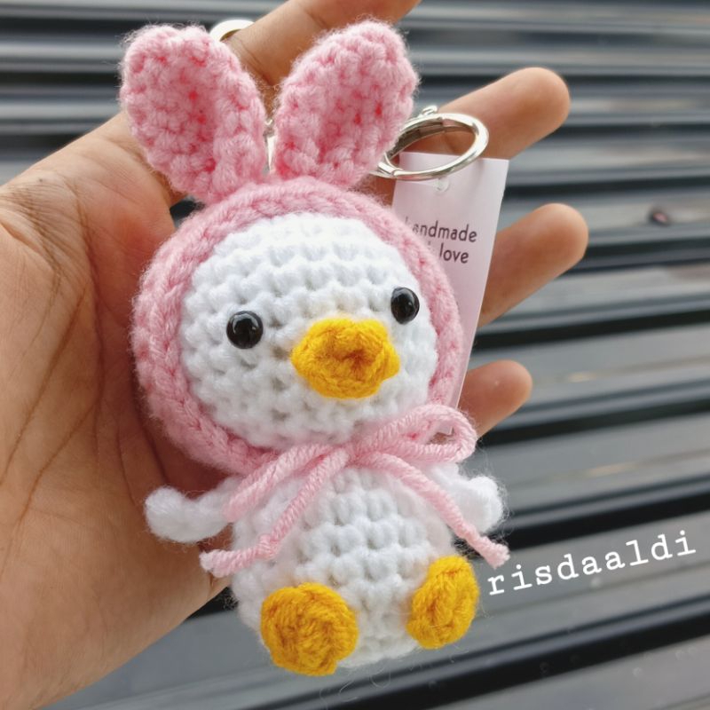 Jual (Ready Stock) Gantungan Kunci Amigurumi Keychain Bebek Duck Milk ...