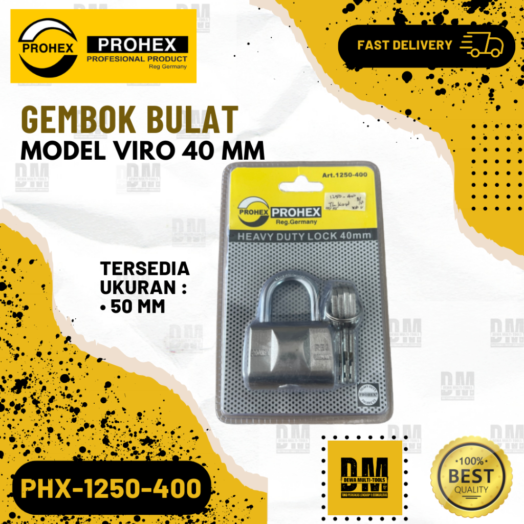 Jual PROHEX Gembok Bulat Model Viro 40mm/50mm Leher Pendek Heavy Duty ...