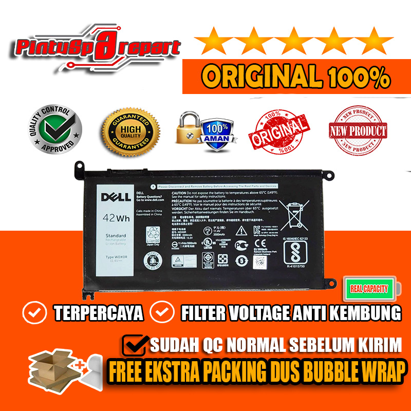 Jual BATERAI DELL WDX0R WDXOR FW8KR ORIGINAL | Shopee Indonesia