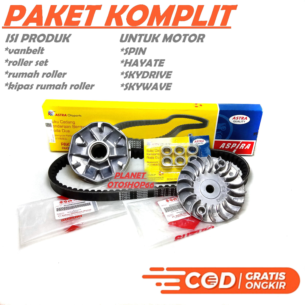 Jual PAKETAN VANBELT BANDO ASPIRA + ROLLER + RUMAH ROLLER + KIPAS RUMAH ...