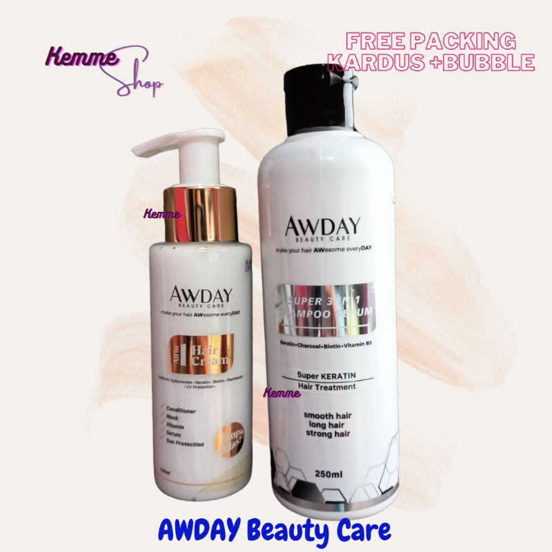 Jual READY‼️ AWDAY BUNDLING PAKET SUPER HEMAT KERATIN CHARCOAL SHAMPOO ...