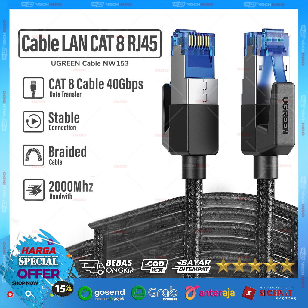 Jual Ugreen Kabel Lan Cat8 RJ45 - 40Gbps / 2000Mhz STP NW153 - KABEL ...