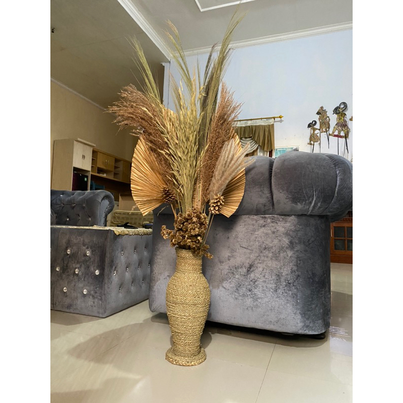 Jual Paket Hemat Bunga Kering dan Pot Guci Tinggi 50cm/Dekorasi Kamar ...